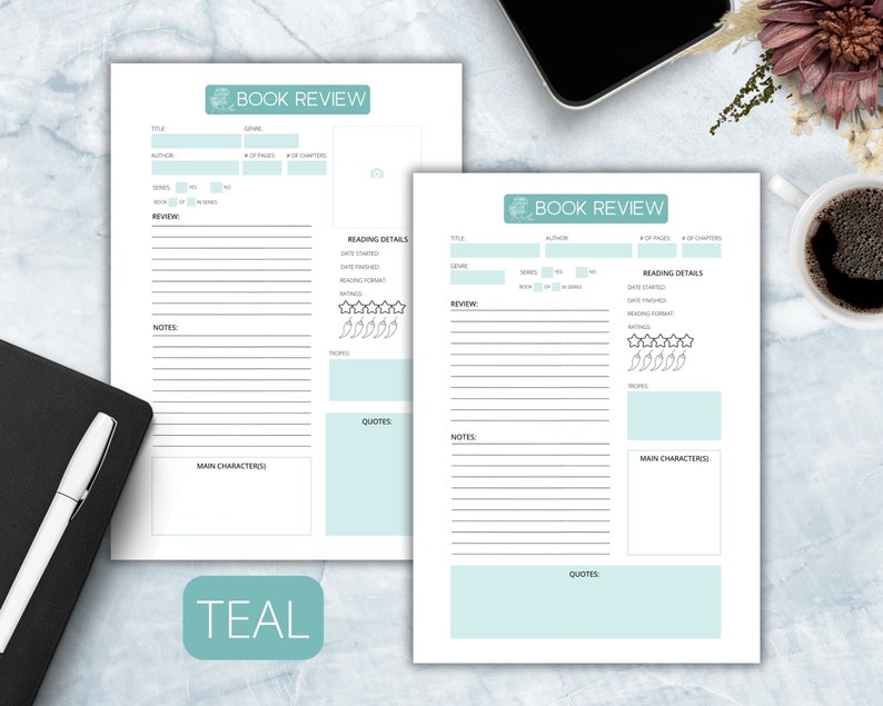 Printable Book Review Templates, Digital PDF Printable Review Template ...