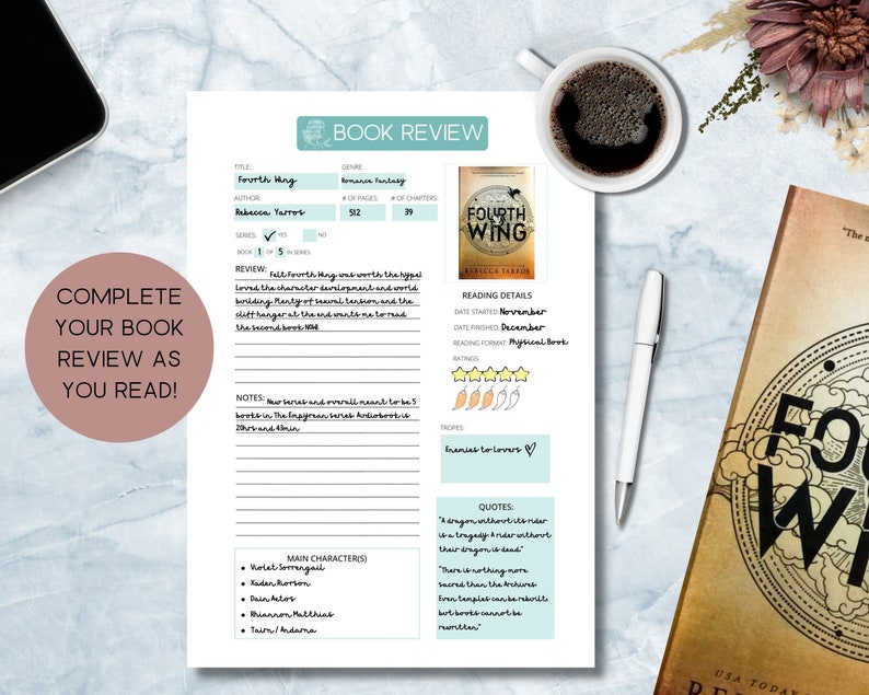 Printable Book Review Templates, Digital PDF Printable Review Template ...