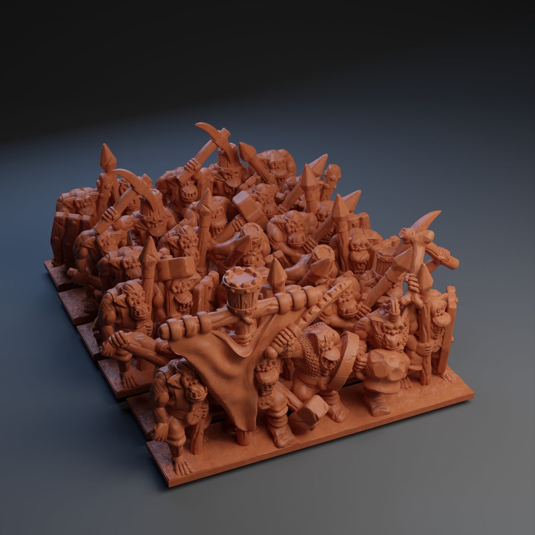 Magma Dwarf Orc Slaves Unit Ankylo Miniatures Wargaming TTRPG 10mm Scale - Etsy