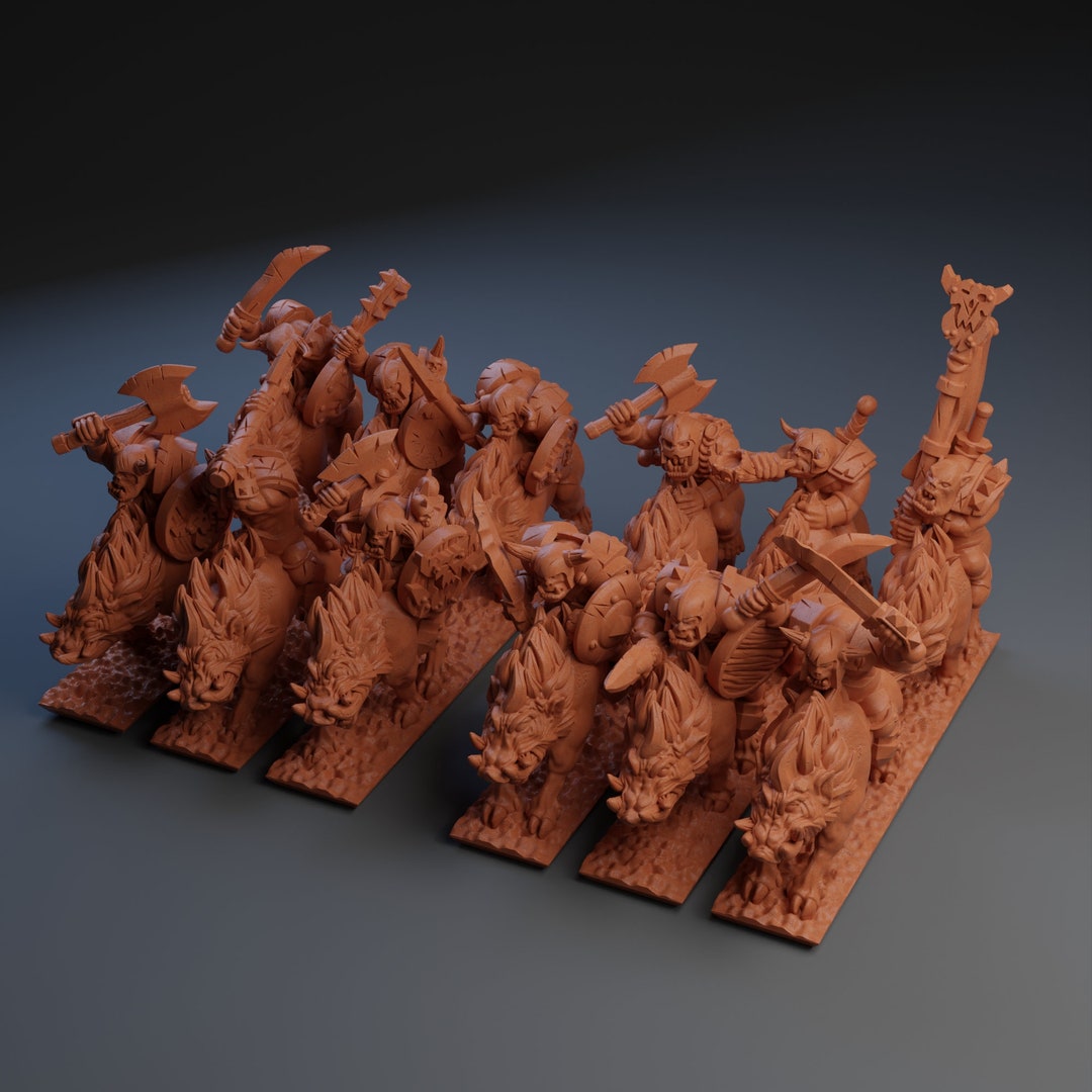 Boar Riders Unit Green Skin Miniatures Wargaming TTRPG 10mm Scale - Etsy