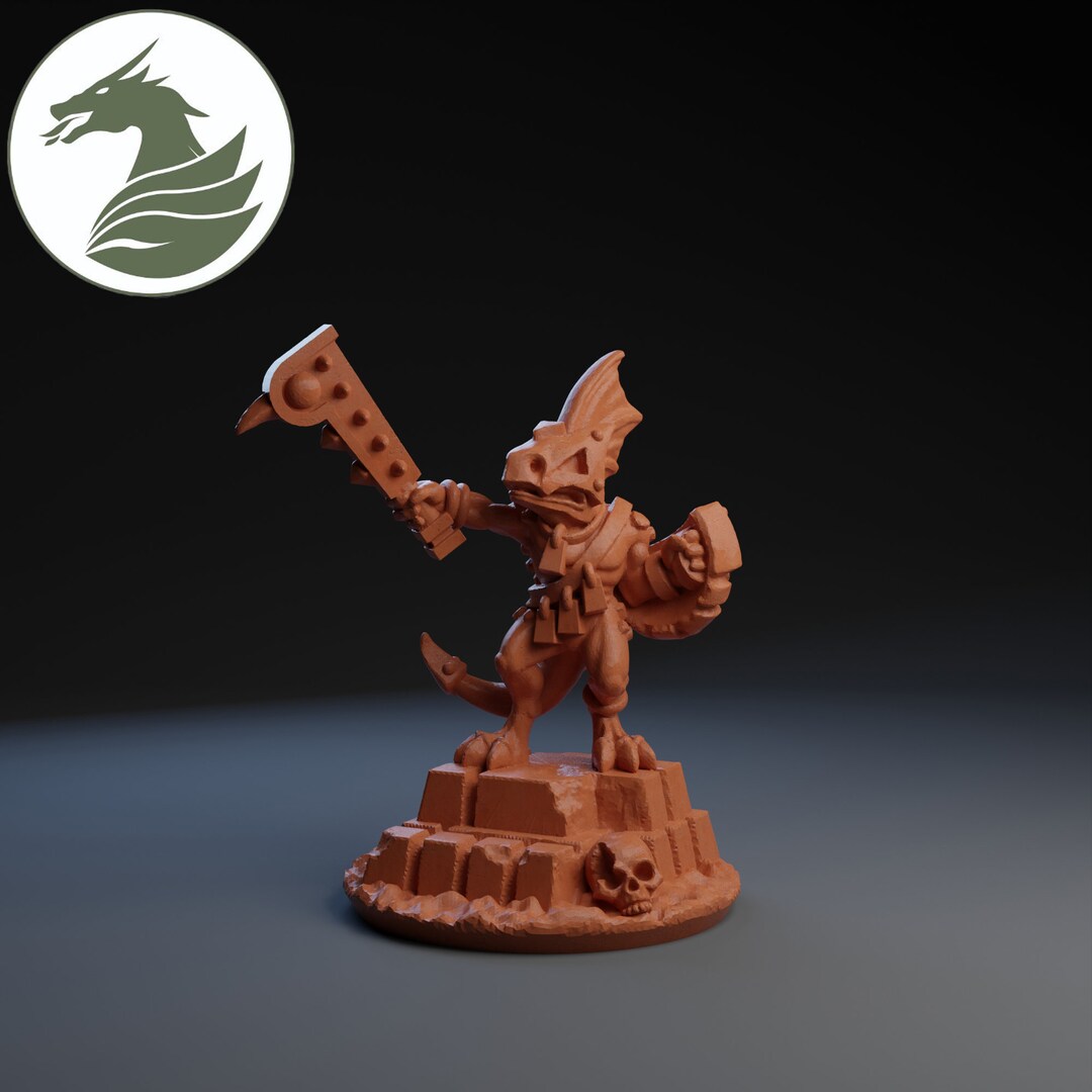 Reptilian Hero With Club Forest Dragon Wargaming TTRPG 10mm Scale - Etsy