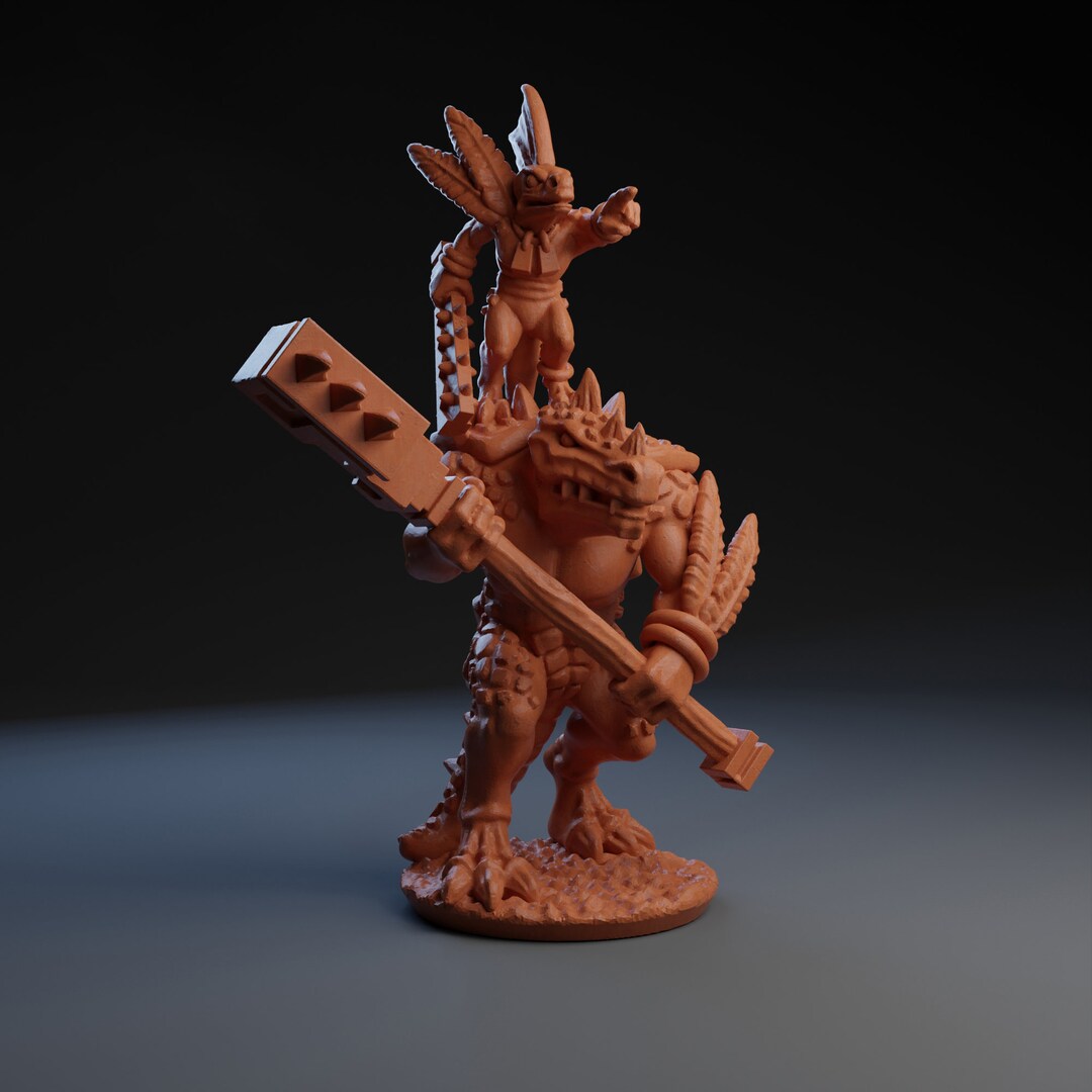 Reptilian Hero on Hulk Forest Dragon Wargaming TTRPG 10mm Scale - Etsy
