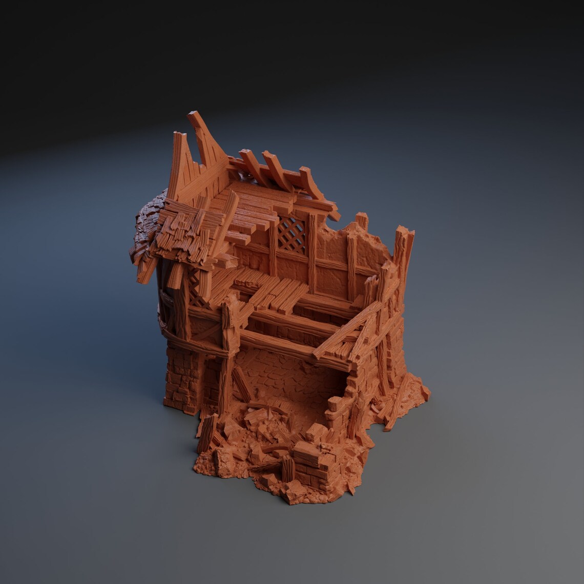 Timber Frame Ruin 2 Terrain Wargaming TTRPG 10mm Scale - Etsy