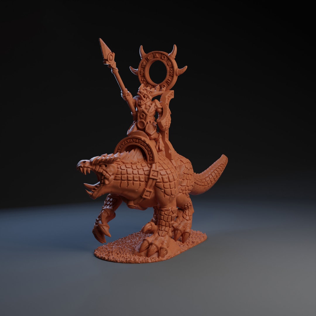 Reptilian Hero on Behemosaur Forest Dragon Wargaming TTRPG 10mm Scale ...