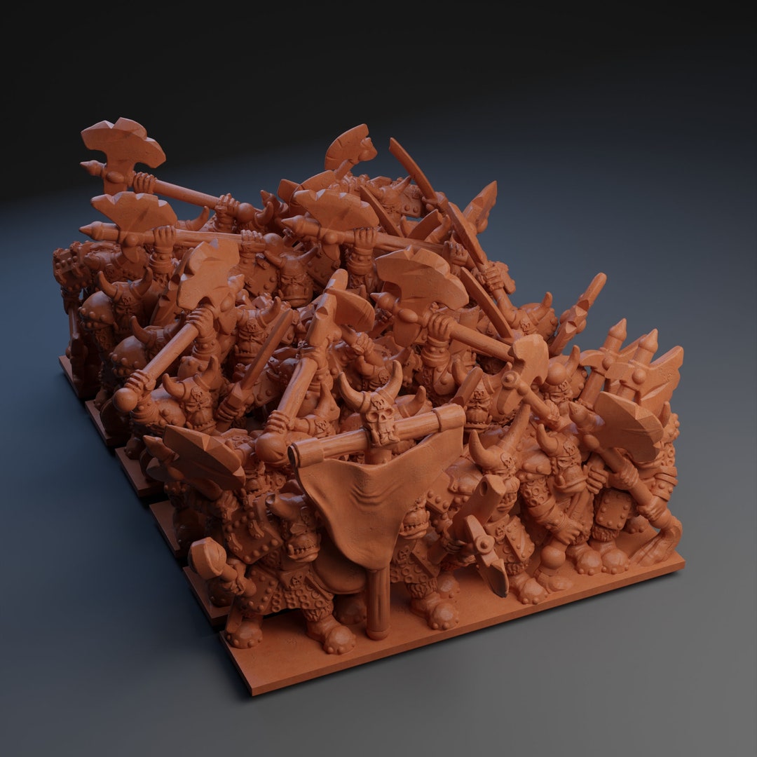 Magma Dwarf Black Orcs Unit Ankylo Miniatures Wargaming TTRPG 10mm Scale - Etsy