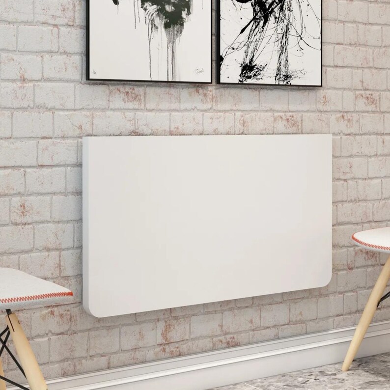 Wall Mounted Wooden Desk, Floating Murphy Table, Narrow Area Portable ...