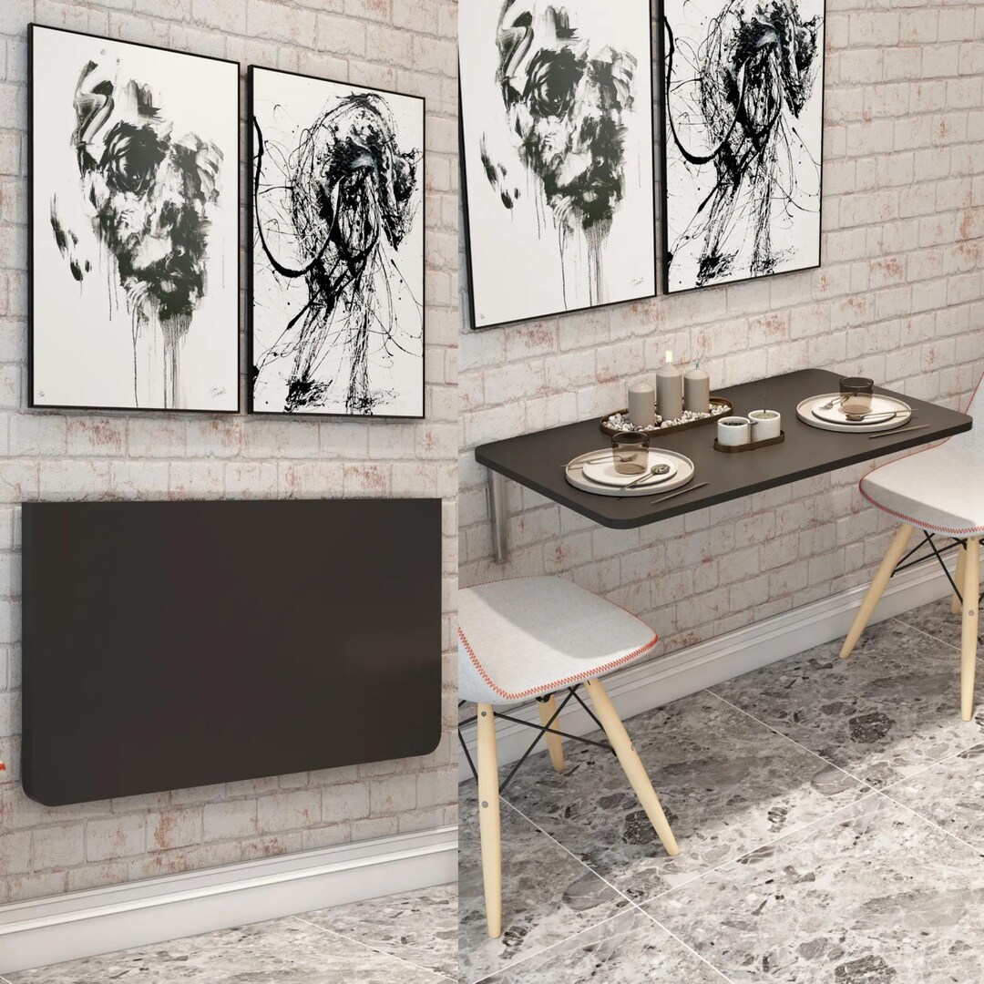 Wall Mounted Wooden Desk, Floating Murphy Table, Narrow Area Portable ...