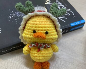 Crochet Cute Duck Keychain, Duck Wear Hat Keychain, Duck Wear Bag ...