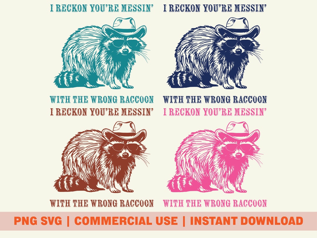 Raccoon Cowboy PNG SVG Digital Download, Funny Raccoon Wild West Meme ...