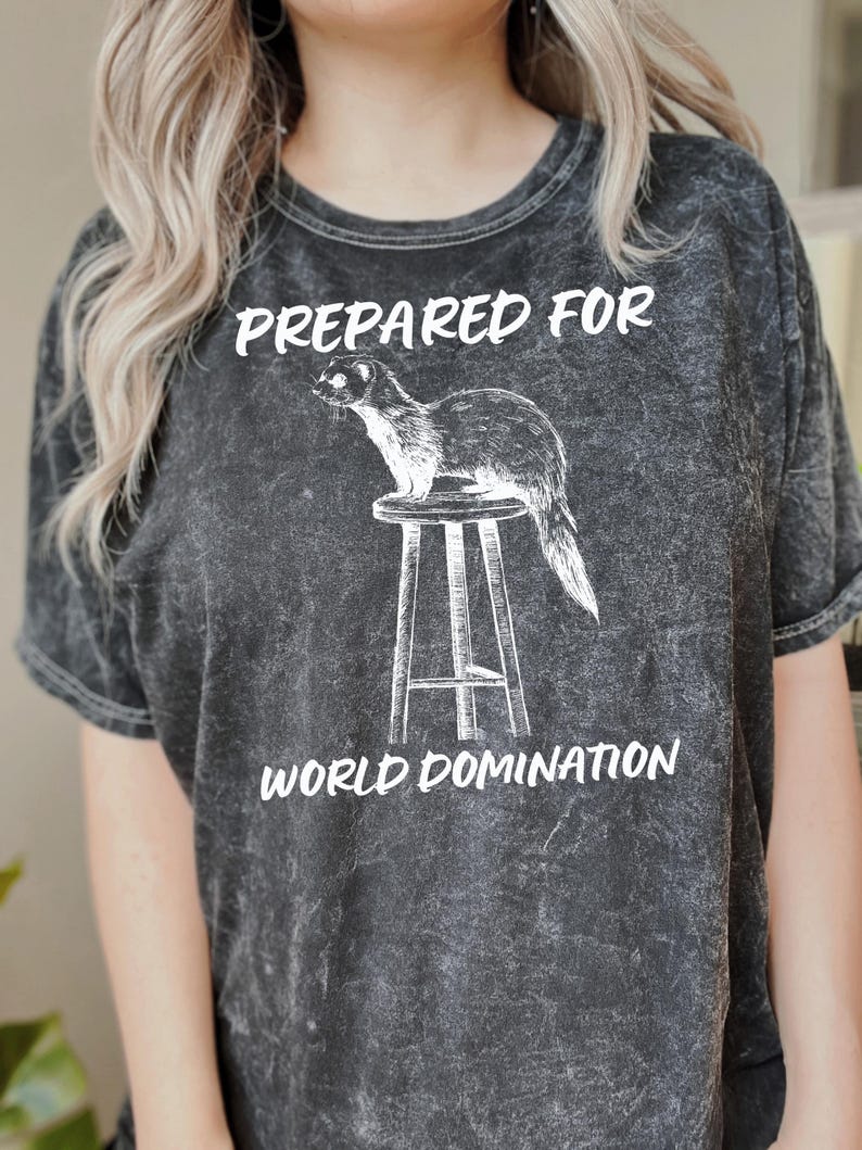 Funny Ferret on Stool PNG SVG, Prepared for World Domination Digital ...