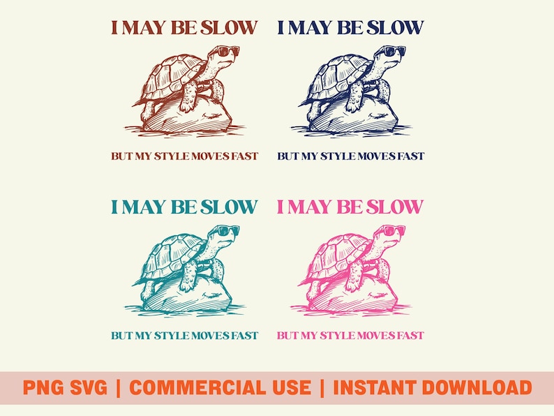 Turtle Sitting on Rock PNG SVG, I May Be Slow but My Style Moves Fast ...