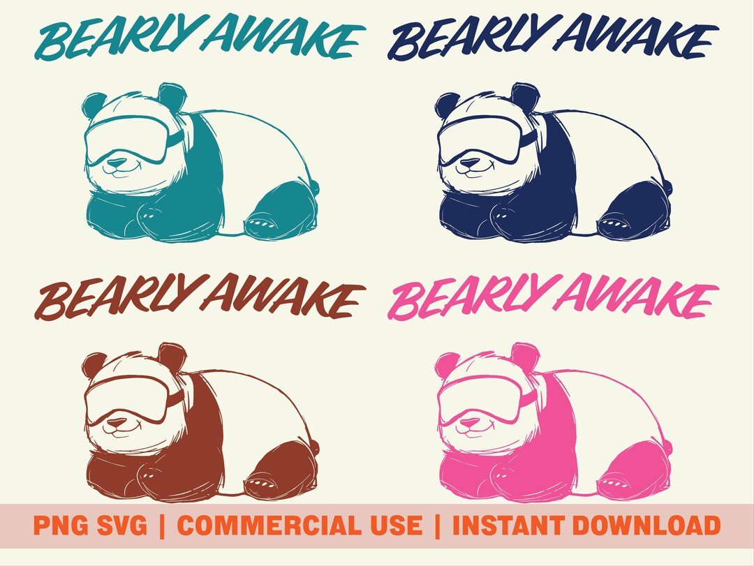 Relatable Panda PNG SVG Digital Download, Bearly Awake Design, Retro ...
