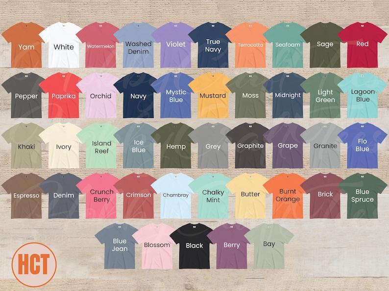 UPDATED 2025 Comfort Colors 1717 Color Chart for Printful Users ...