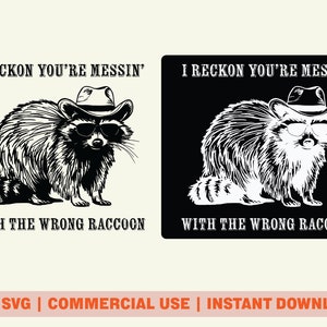 Raccoon Cowboy PNG SVG Digital Download, Funny Raccoon Wild West Meme ...