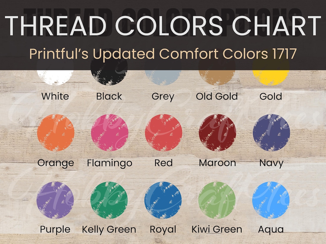 UPDATED 2025 Comfort Colors 1717 Embroidery Thread Colors Chart for ...