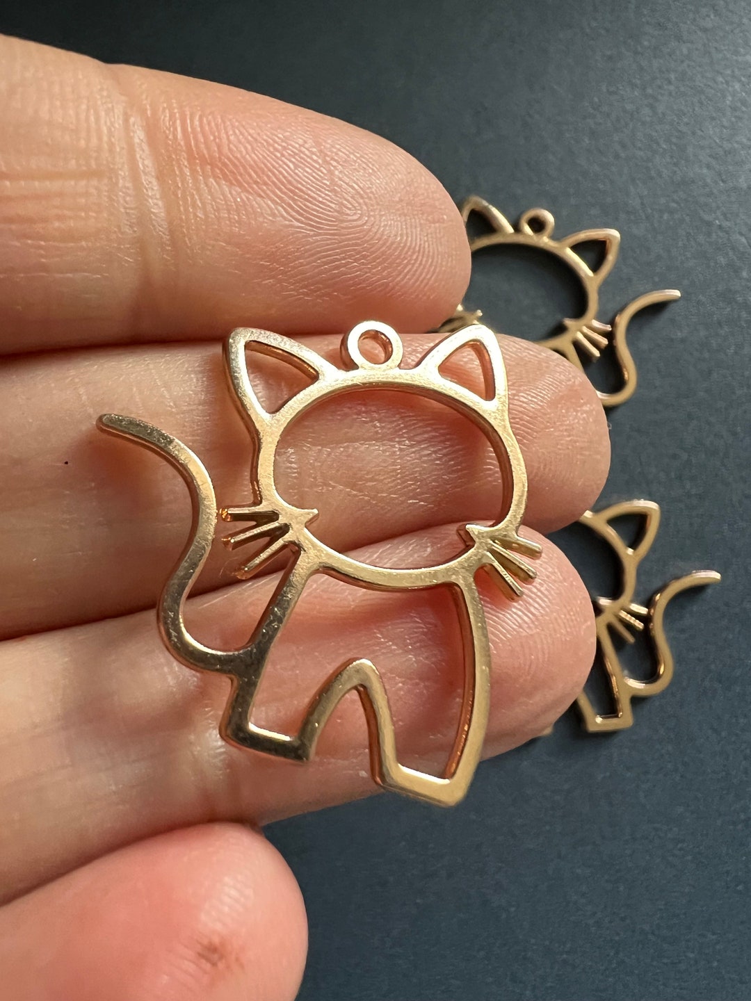 5 Gold Cat Charms Cute Cat Charm Pack Cat Charms for Jewellery Making ...