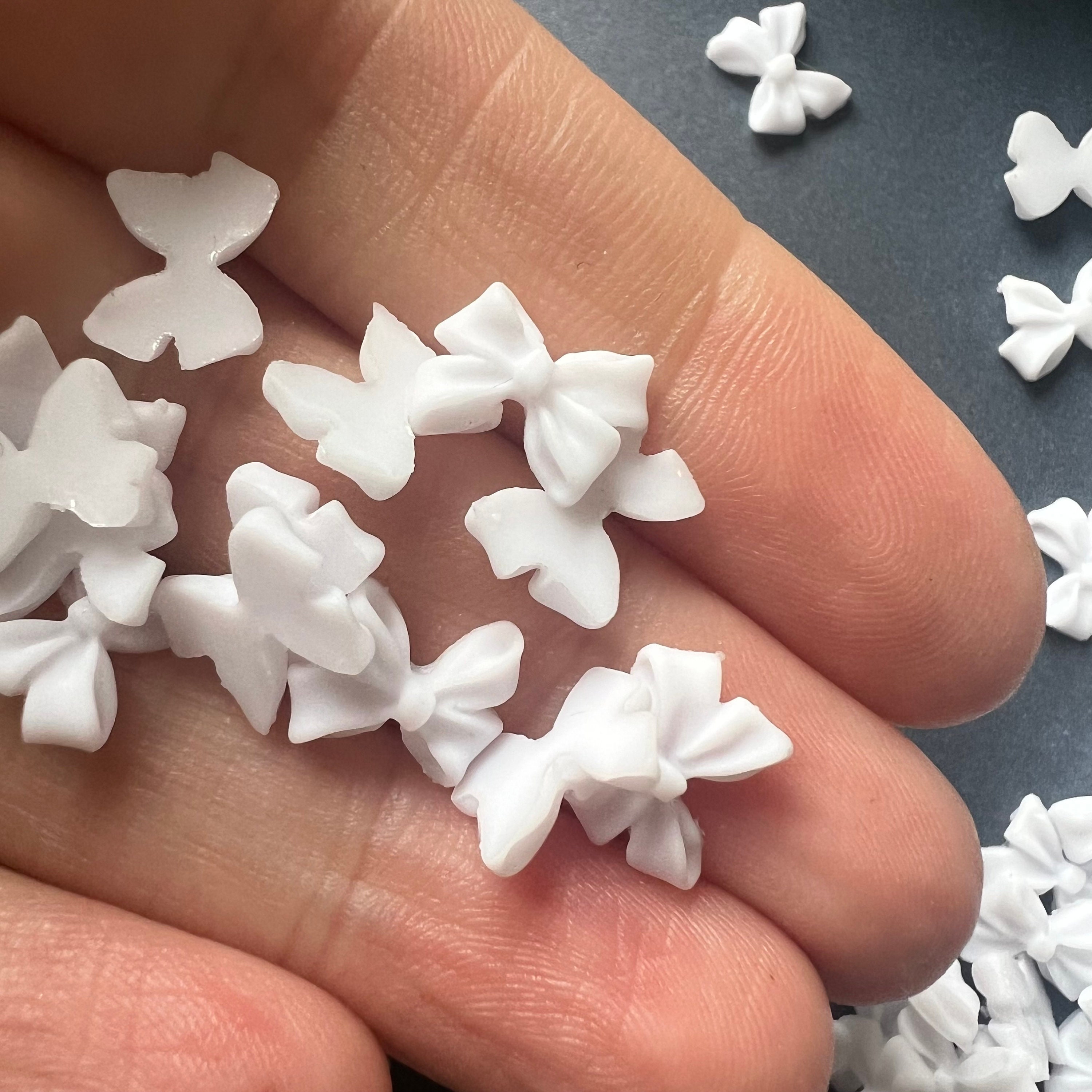 30 White Plastic Bow Charms, Slime Toppers, Scrapbooking Supplies, UK ...