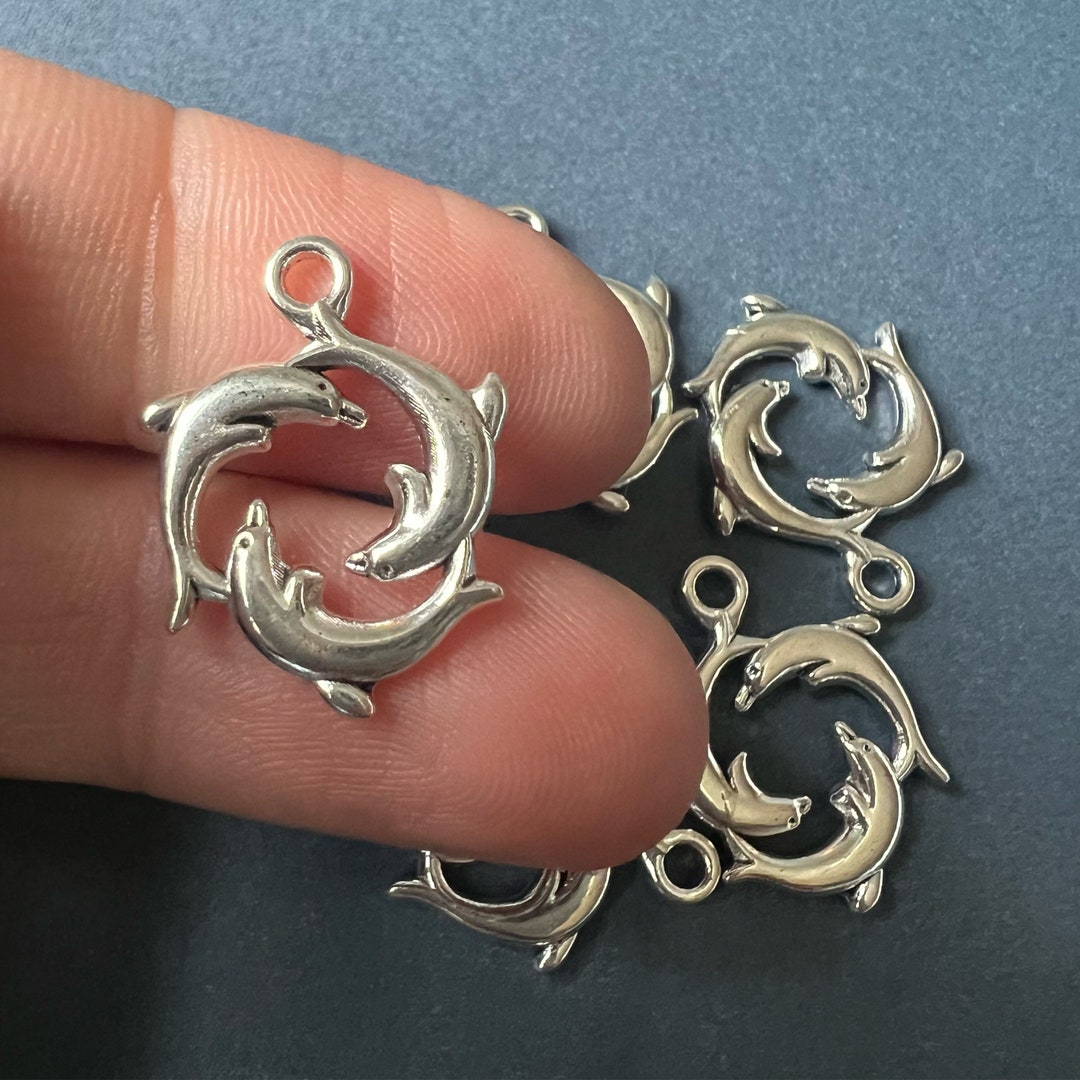 5 Silver Dolphin Charms Silver Dolphin Pendants UK Craft Supplies ...
