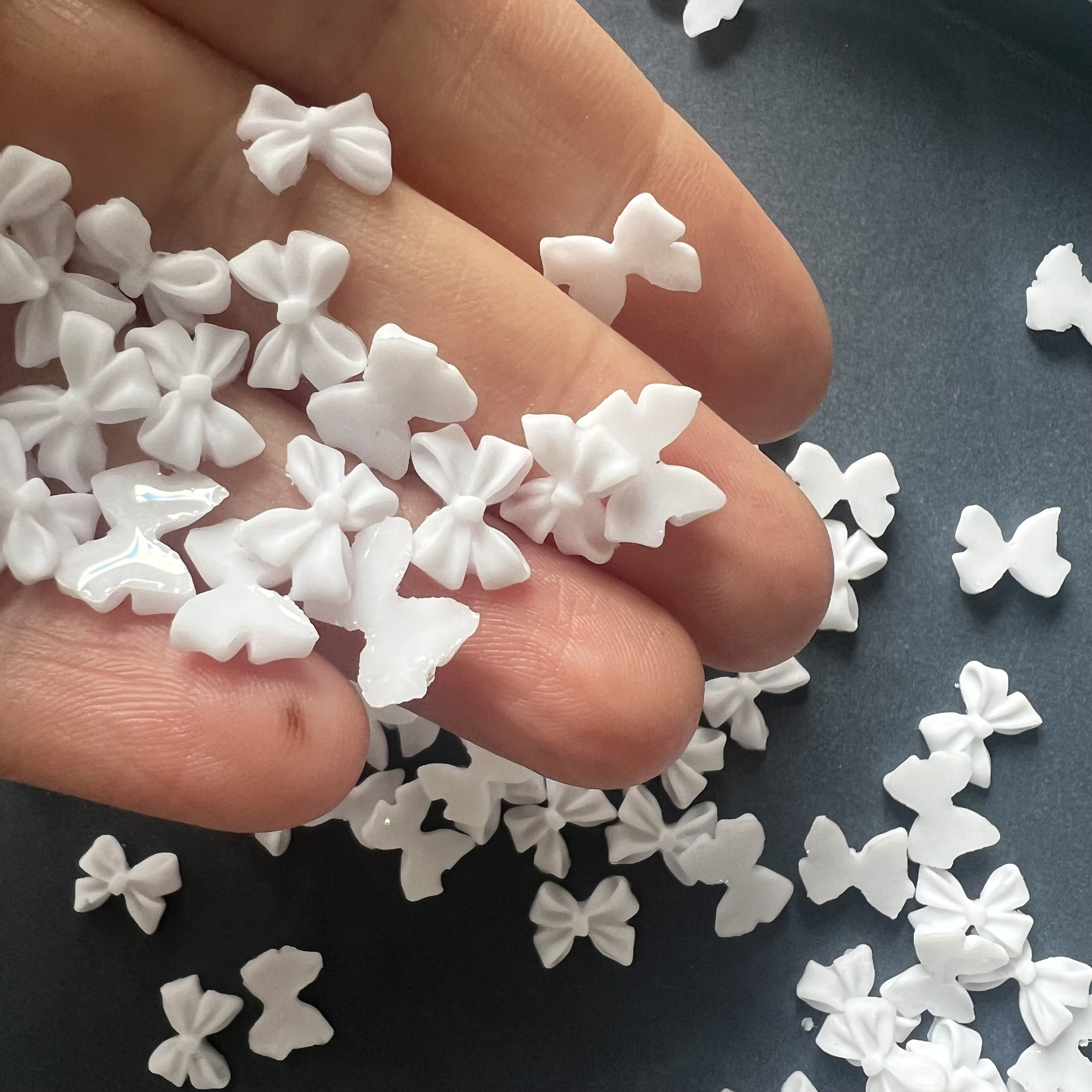30 White Plastic Bow Charms, Slime Toppers, Scrapbooking Supplies, UK ...