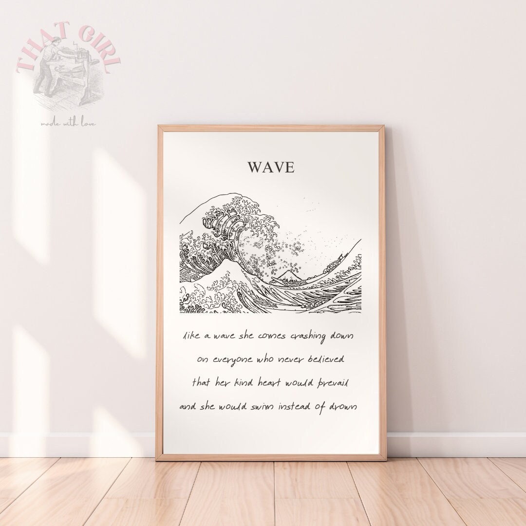 Wave Poem Art Print Empowering Poetry Print Kind Heart Poetry Poster ...