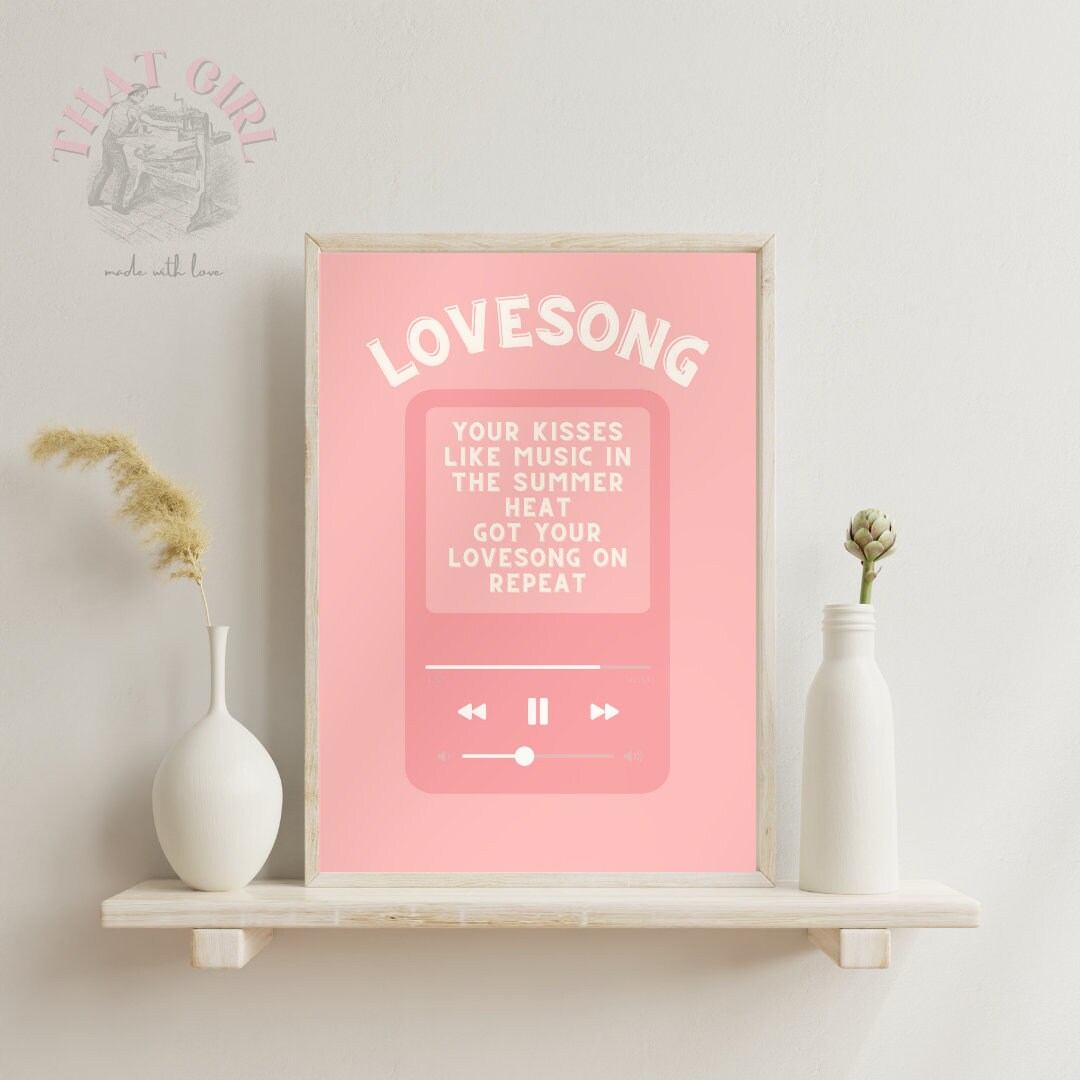 Love Poster Pink Preppy Wall Art Lovesong Art Print Retro Printable ...