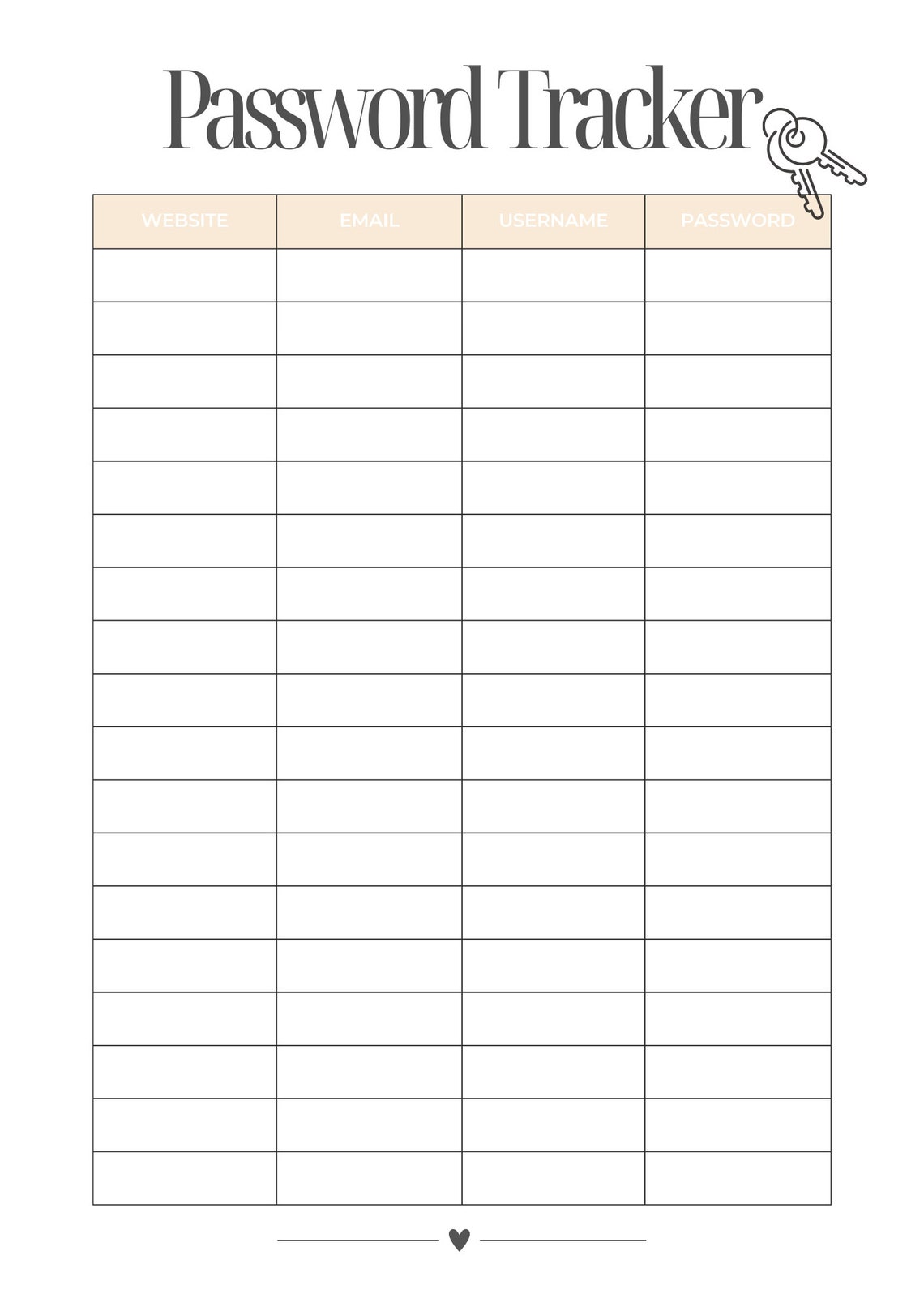 Printable Password Tracker Fillable Password Organizer Minimalistic ...