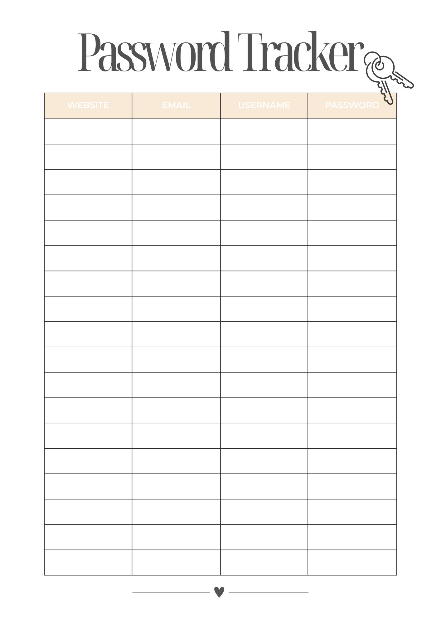 Printable Password Tracker Fillable Password Organizer Minimalistic ...