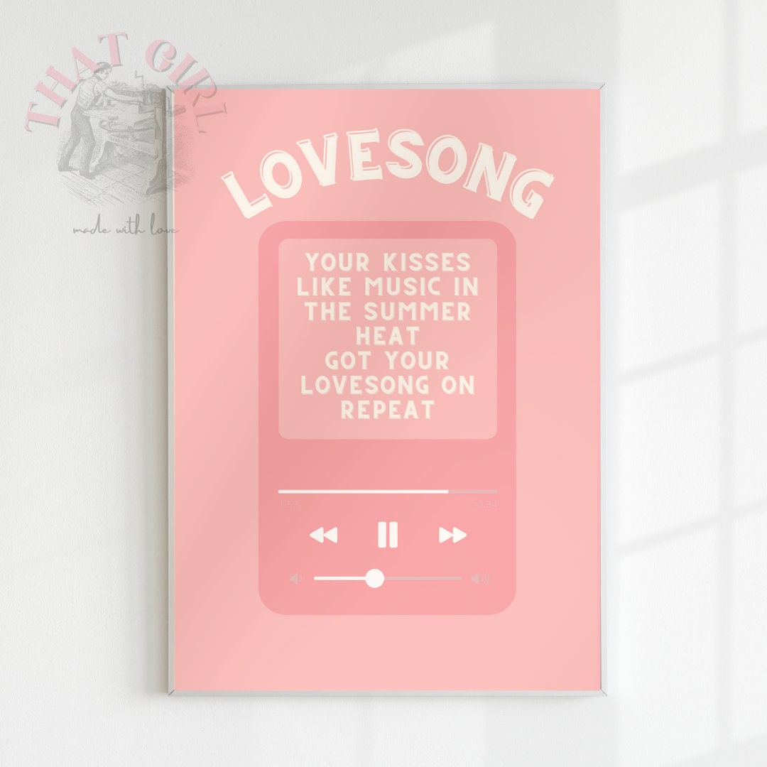 Love Poster Pink Preppy Wall Art Lovesong Art Print Retro Printable ...