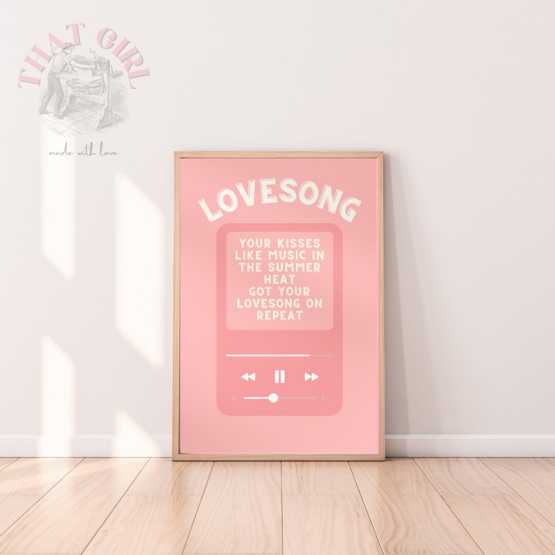 Love Poster Pink Preppy Wall Art Lovesong Art Print Retro Printable ...