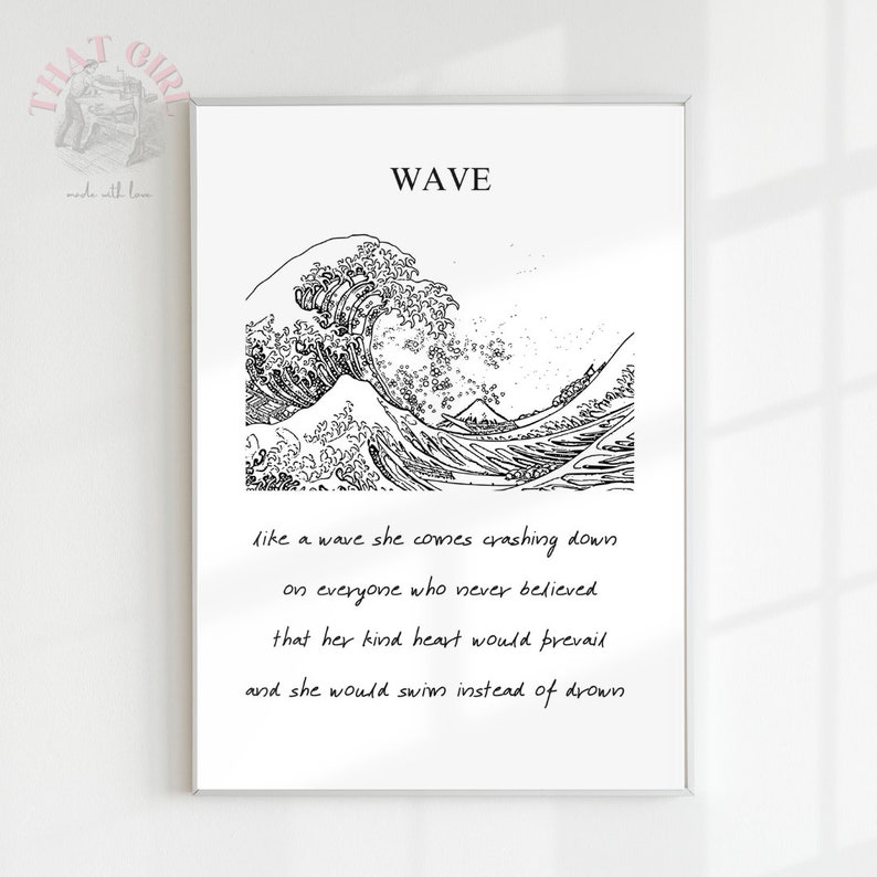 Wave Poem Art Print Empowering Poetry Print Kind Heart Poetry Poster ...