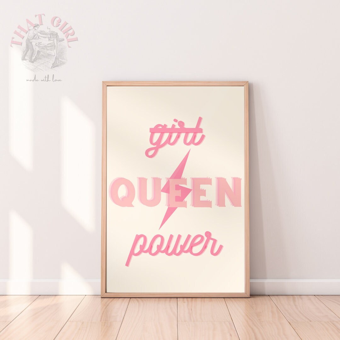Queen Power Women Empowerment Wall Art Preppy Poster Pink Empowering ...