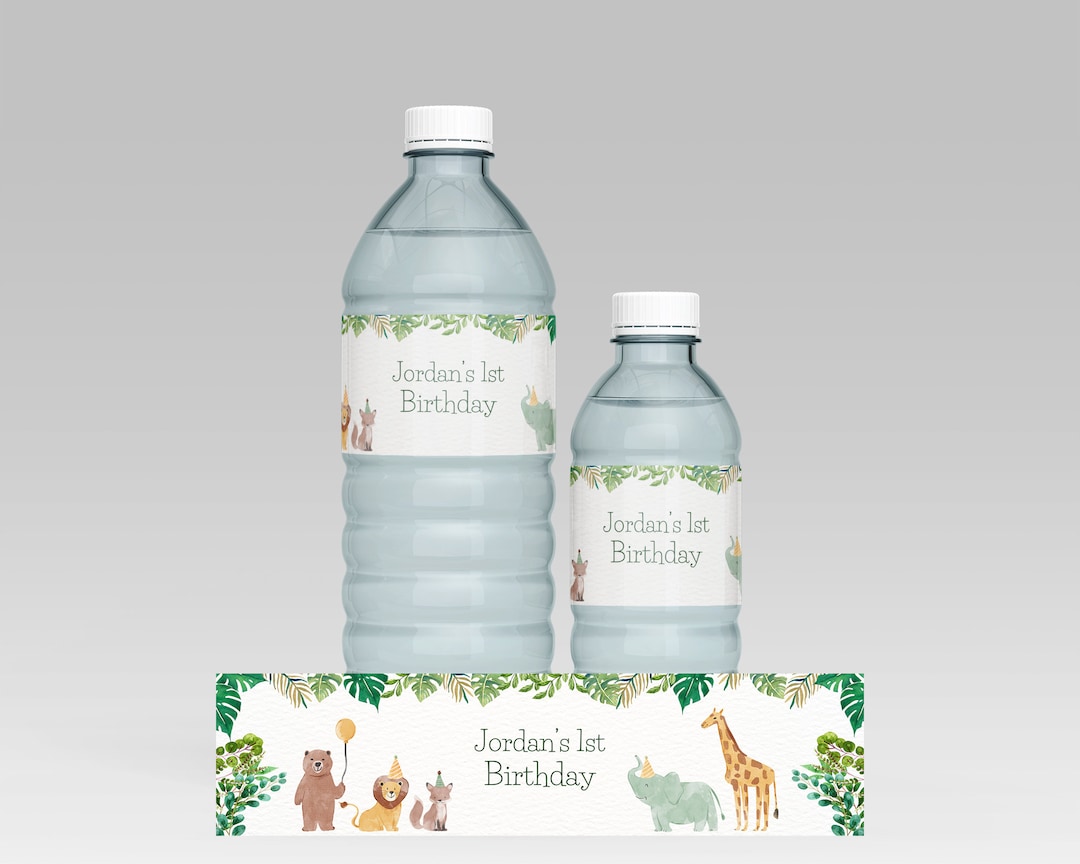 Safari Water Bottle Label Template, Printable Label, Digital Download ...