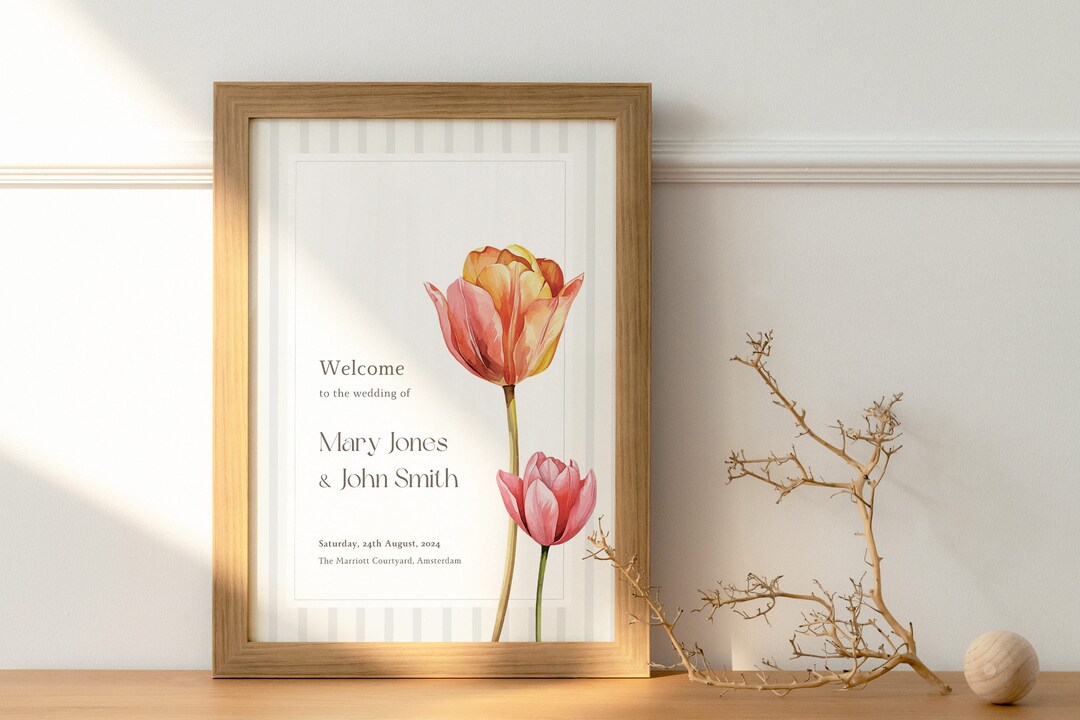 Tulip Love Welcome Sign, Welcome Sign Template, Wedding Welcome Poster ...