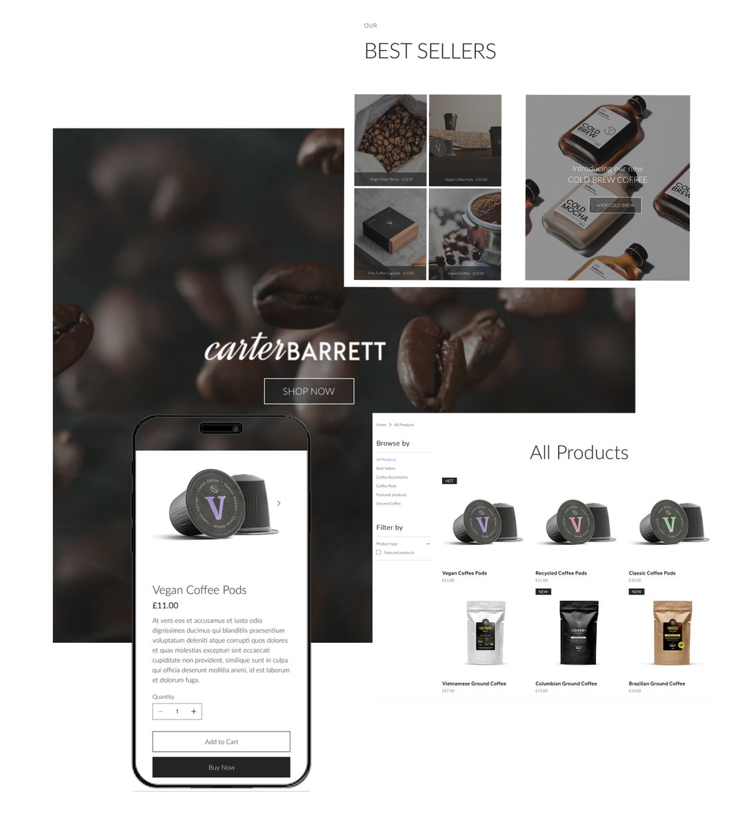 Wix Studio Responsive E-commerce Website Template. Mobile, Tablet and Computer. Website Design ...