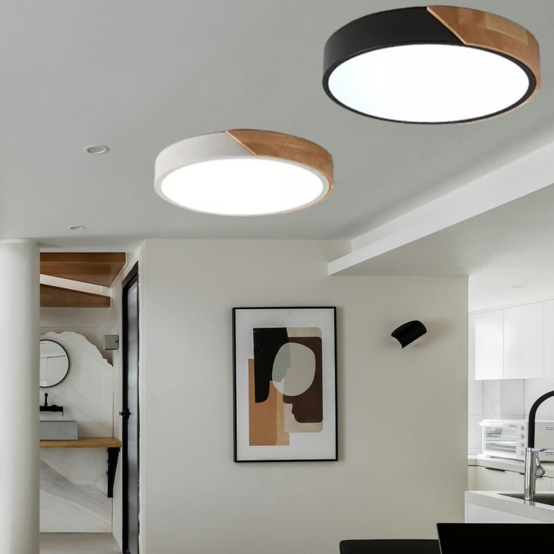 Round Wood Ceiling Light - Etsy