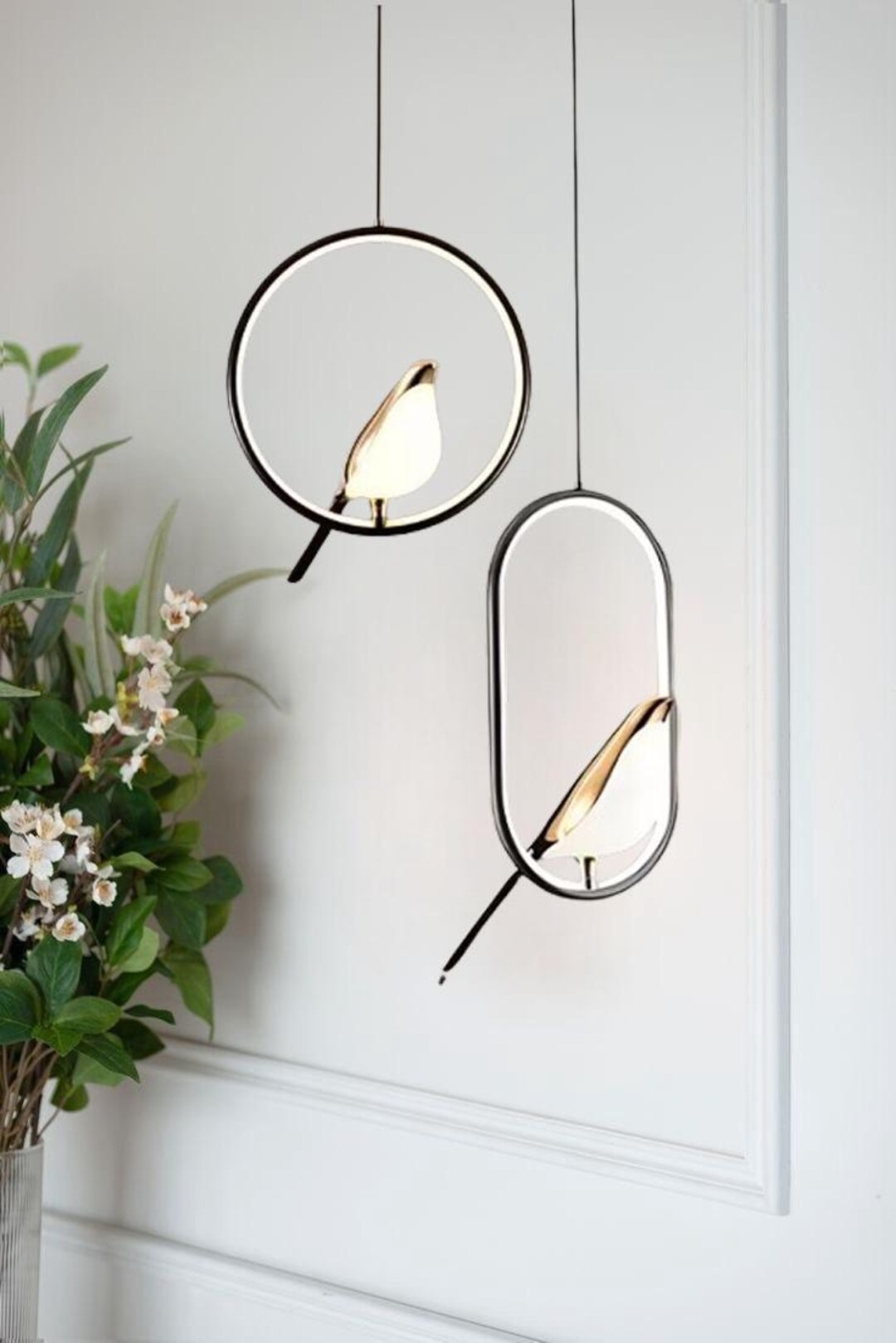 Bedroom Gold Bird Pendant Chandelier,kitchen Island Cord Hanging Lamp ...