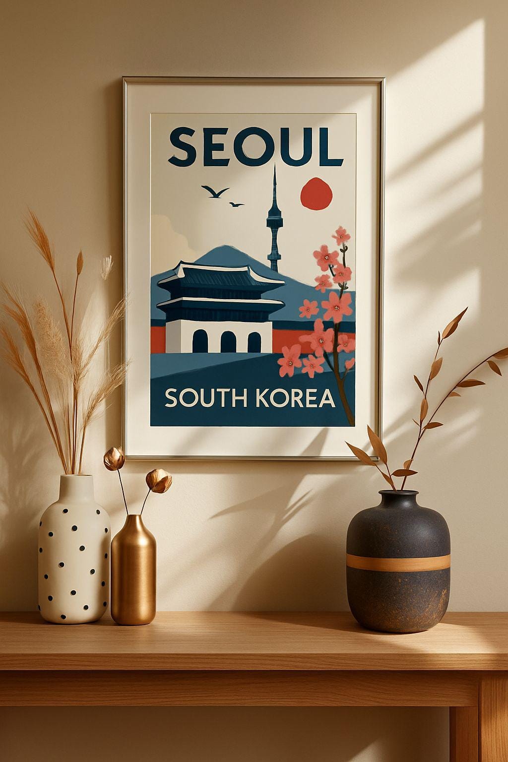 Seoul South Korea Travel Poster – Vintage Style Digital Print, Korean ...