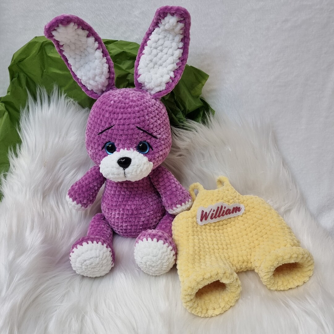 Custom Rabbit Lover Gift, Personalized Rabbit Plush, Crochet Rabbit ...