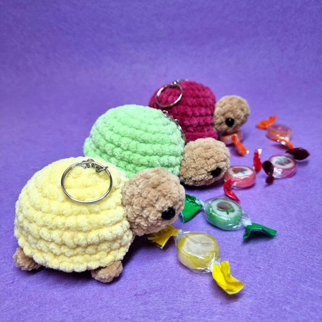 Crochet Keychain Turtle, Soft Cute Bag Keychain, Plush Cute Turtle - Etsy