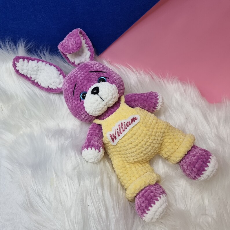 Custom Rabbit Lover Gift, Personalized Rabbit Plush, Crochet Rabbit ...