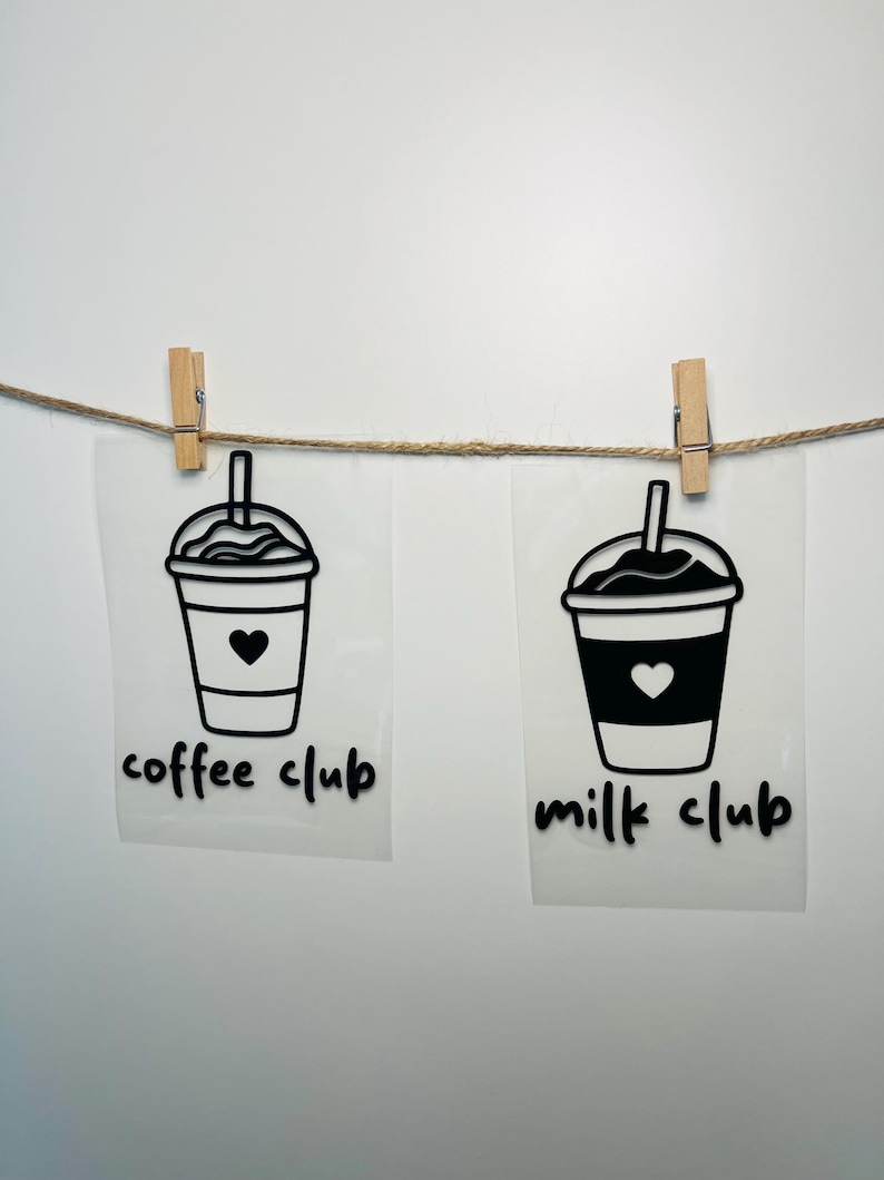 Iron-on Transfer Set Coffee Club Milk Club | Matching Family Outfits ...