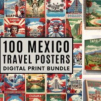 Mexico Art Print: Cactus, Tequila & Skull - Retro Hispanic Decor ...