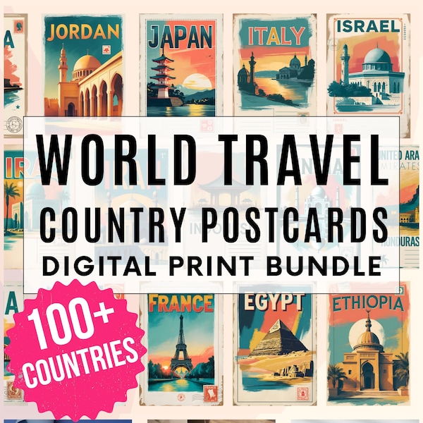 World Countries Postcards - Etsy