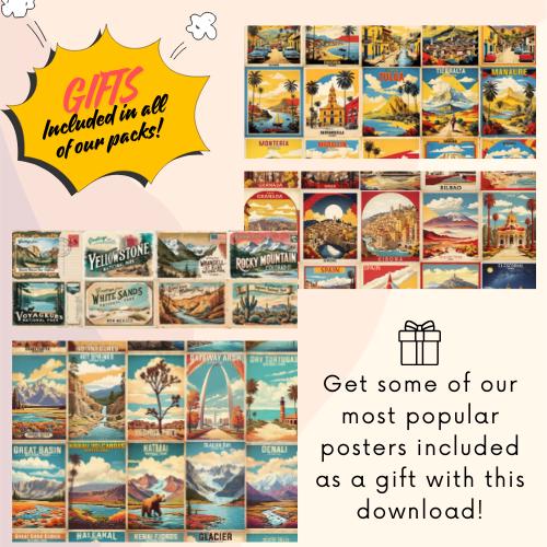 All 50 States US Vintage Travel Prints, SVG, PDF, Usa Wall Art, Vintage ...