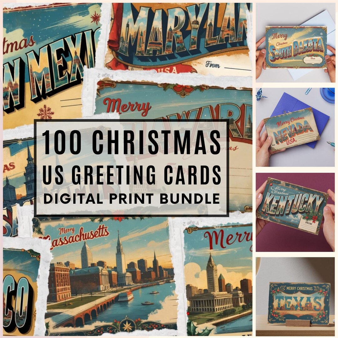 100 Holiday US Travel Postcards, All 50 States Bundle Vintage Set ...