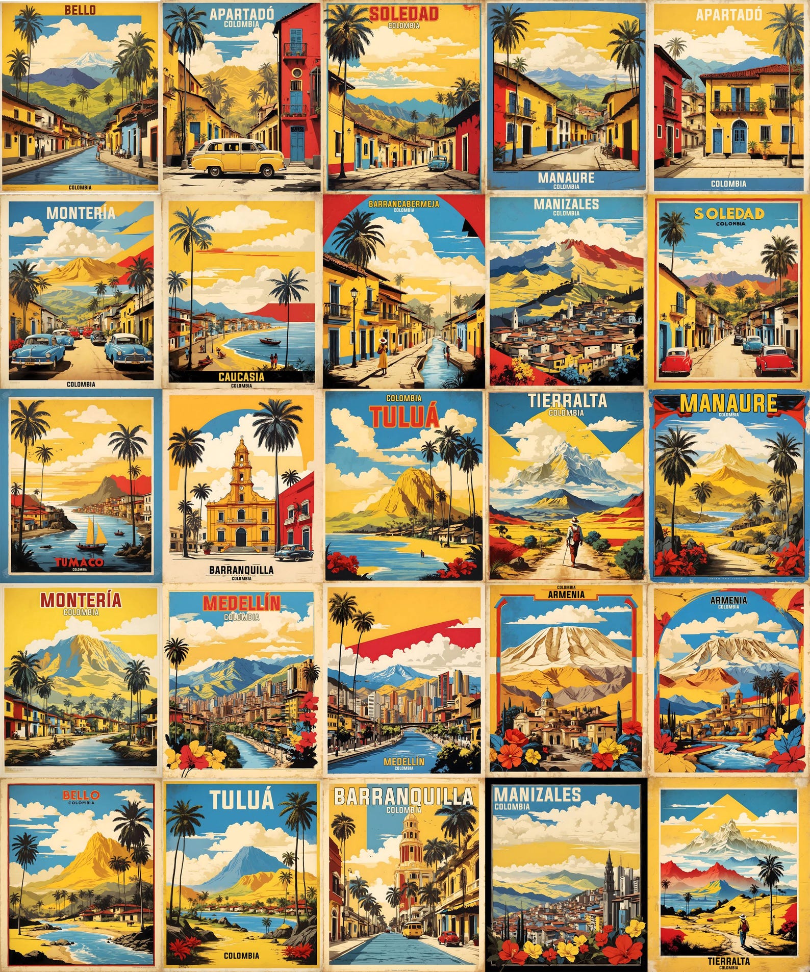 123 Colombia Vintage Travel Posters, Wall Art, Vintage Poster, Colombia ...