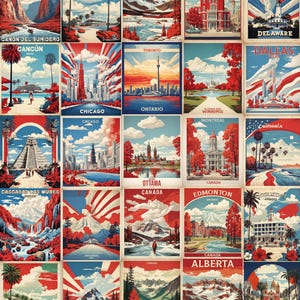150 North America Vintage Travel Posters, Mexico, Canada, USA, Wall Art ...