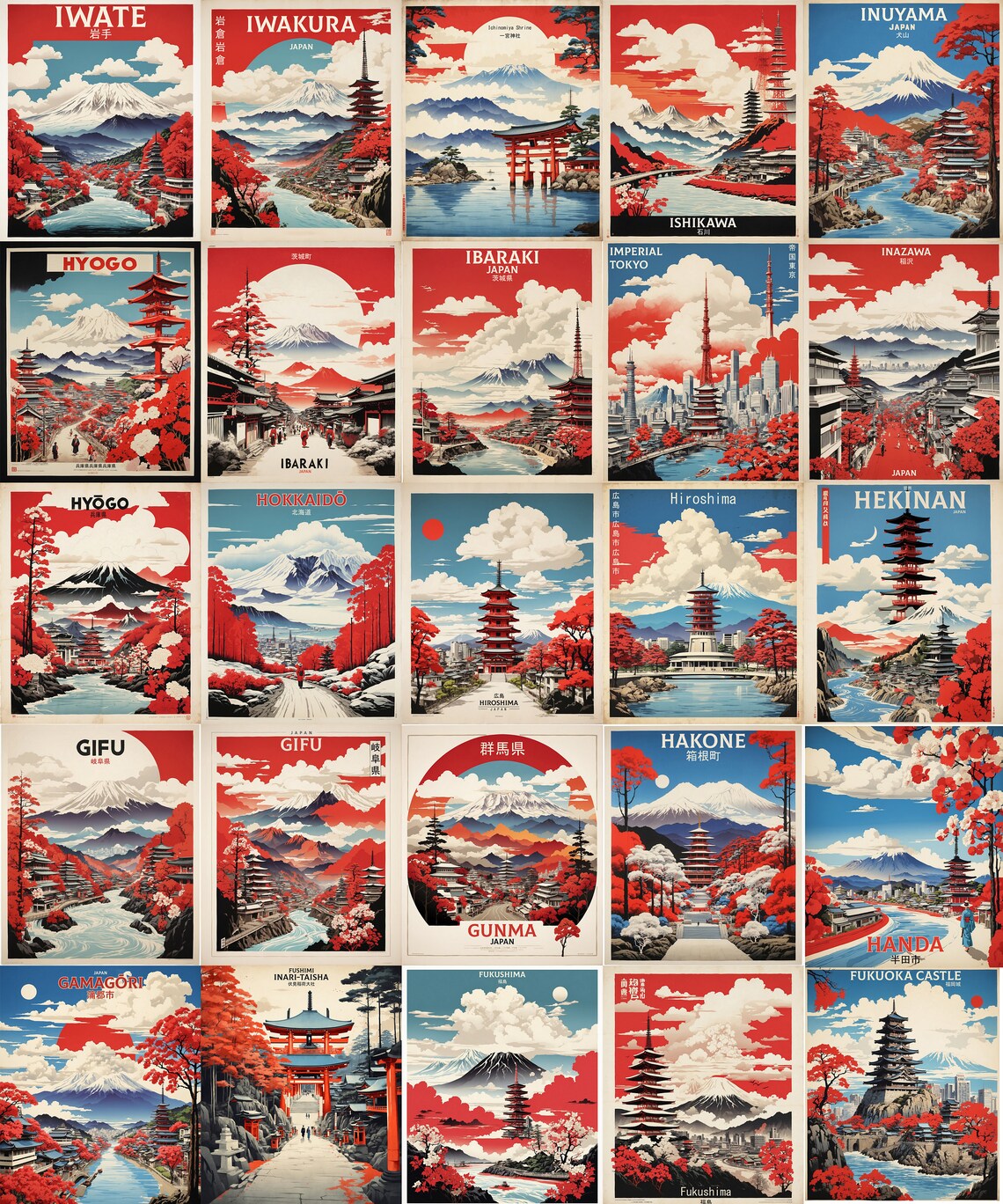 50 Japan Vintage Travel Posters, Japanese Wall Art, Vintage Poster ...