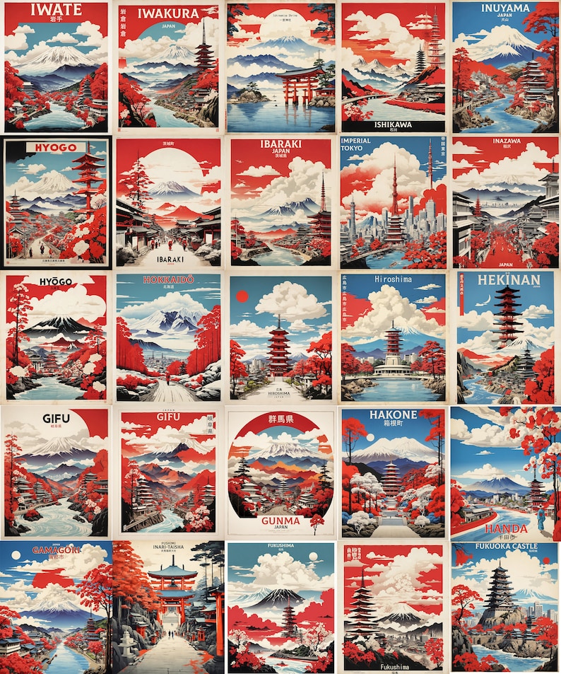 50 Japan Vintage Travel Posters, Japanese Wall Art, Vintage Poster ...
