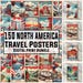 150 North America Vintage Travel Posters, Mexico, Canada, USA, Wall Art ...